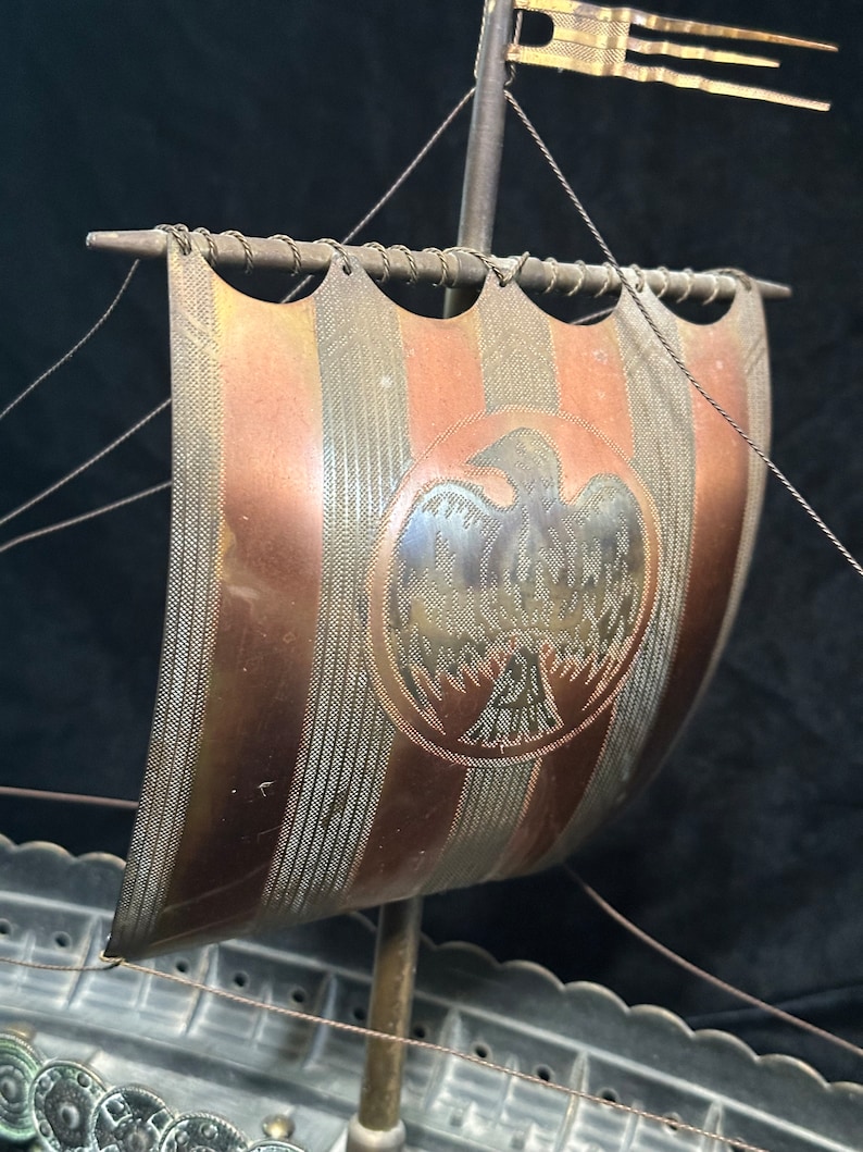 Vintage Bronze Model Viking Ship by Edward Aagaard of Copenhagen ...