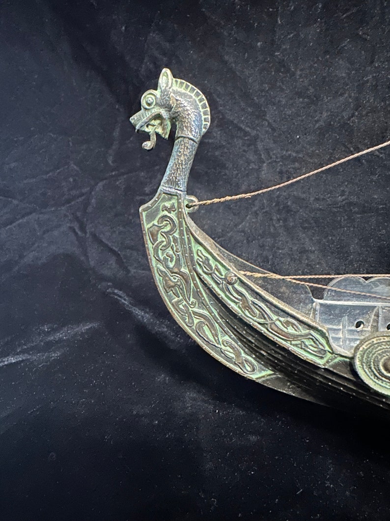 Vintage Bronze Model Viking Ship by Edward Aagaard of Copenhagen ...