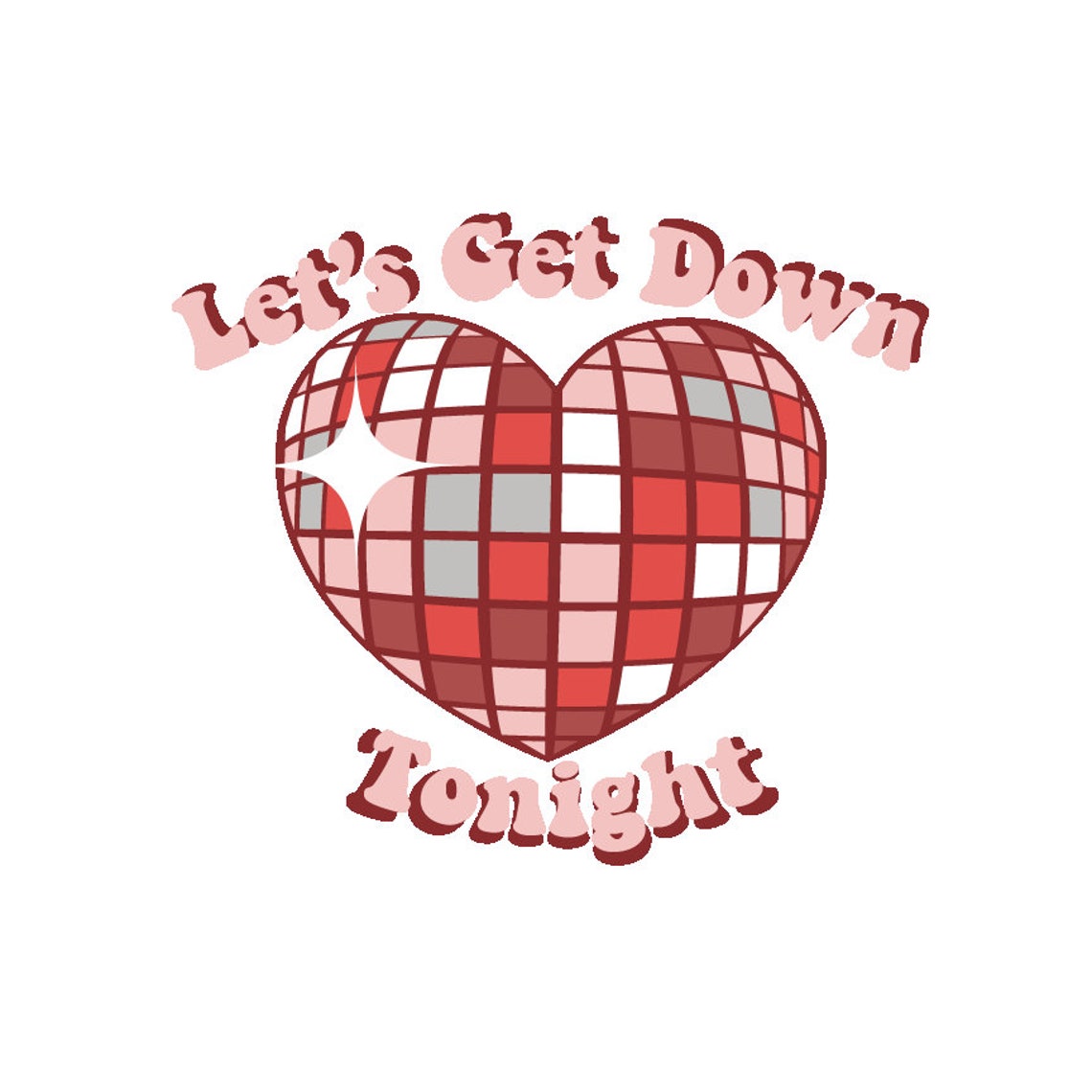 Let's Get Down Tonight Disco Ball Heart SVG + PNG - Groovy Hippy Funky ...