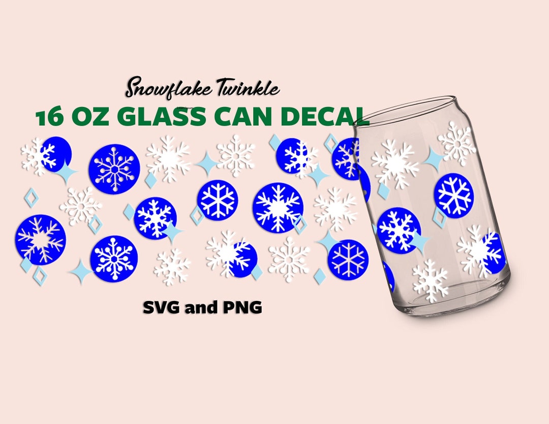 Snowflake Twinkle/ Cute Snow Winter Theme 16 Oz Libbey Glass Can SVG ...