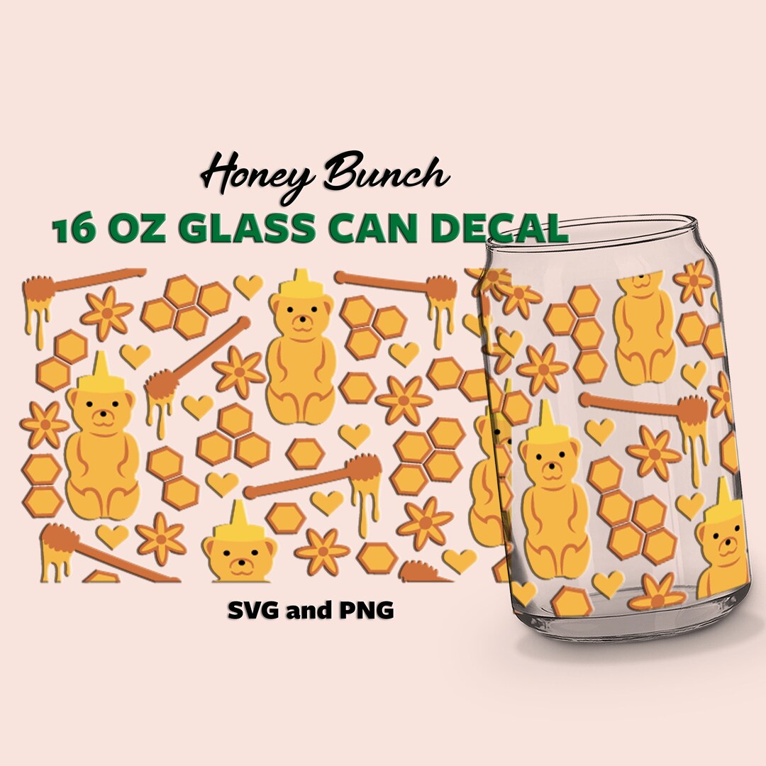 Honey Bunch / Cute Honey Theme 16 Oz Libbey Glass Can Wrap SVG / PNG ...