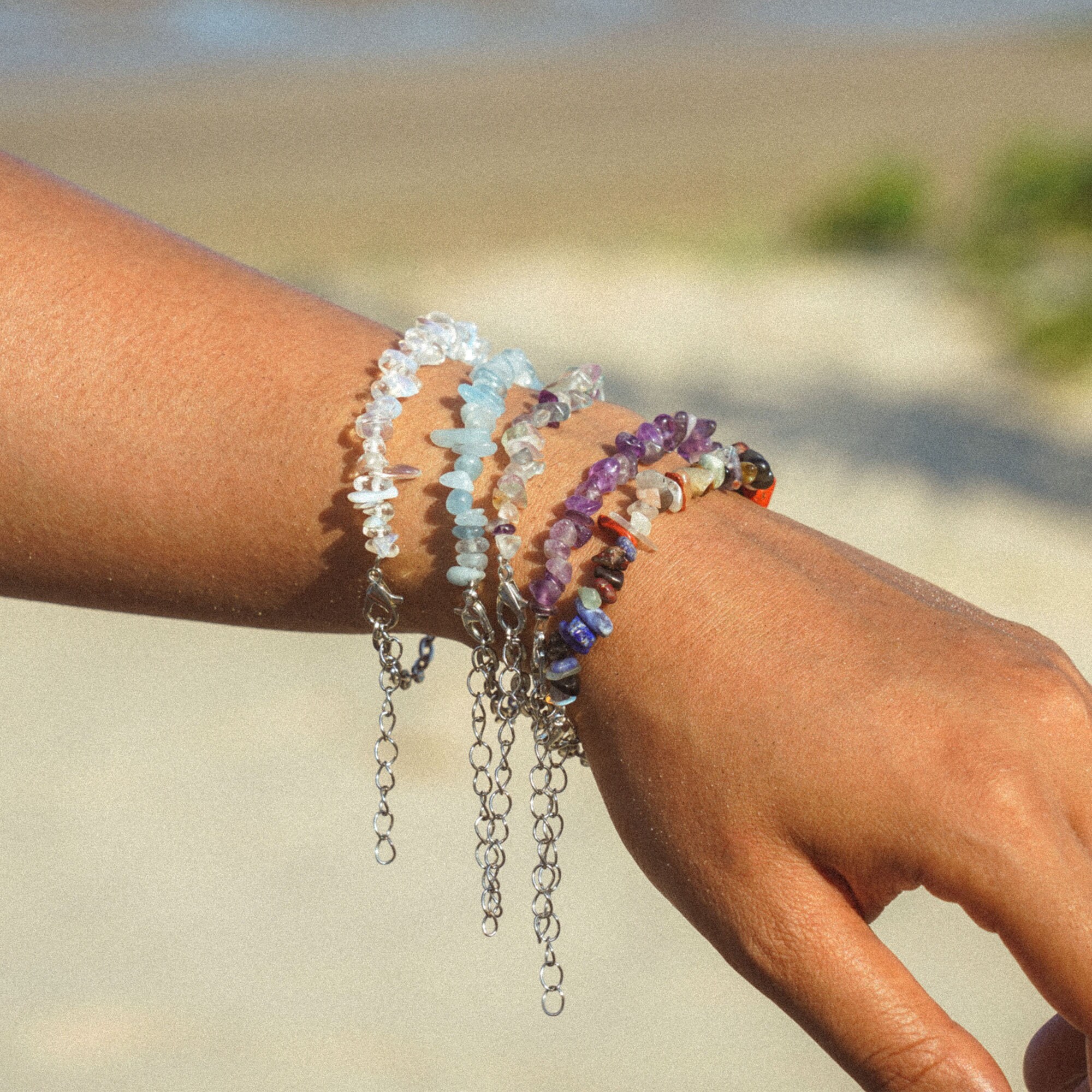 Healing Crystal Gemstone Bracelets,natural Crystals Stretchy Chip ...