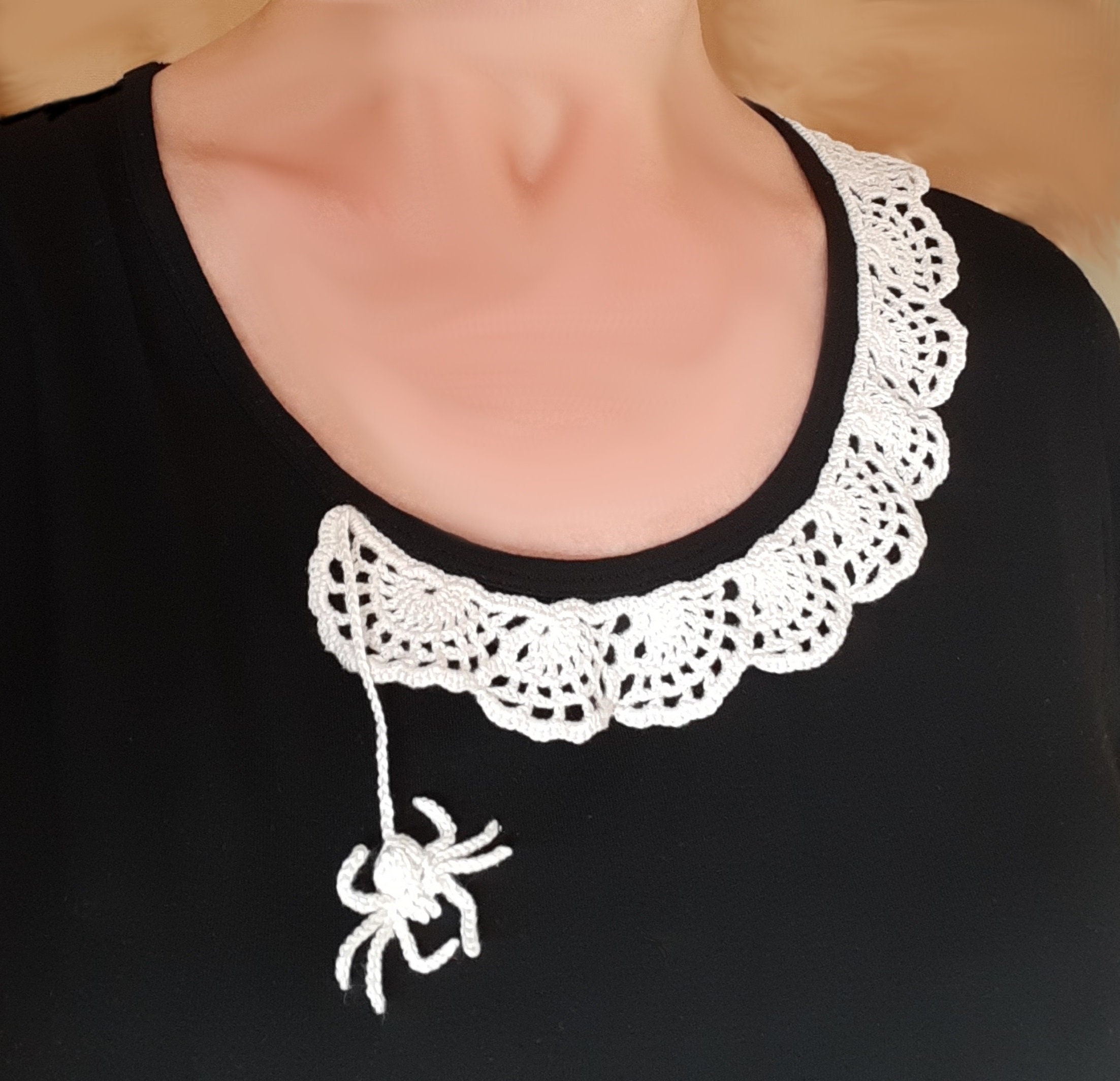 Spider Web Collar Crochet Pattern - US Crochet Terms - Halloween Outfit ...