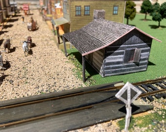 HO Scale (1/87) Hico Log Cabin Miniature Model Old West Built to Order ...