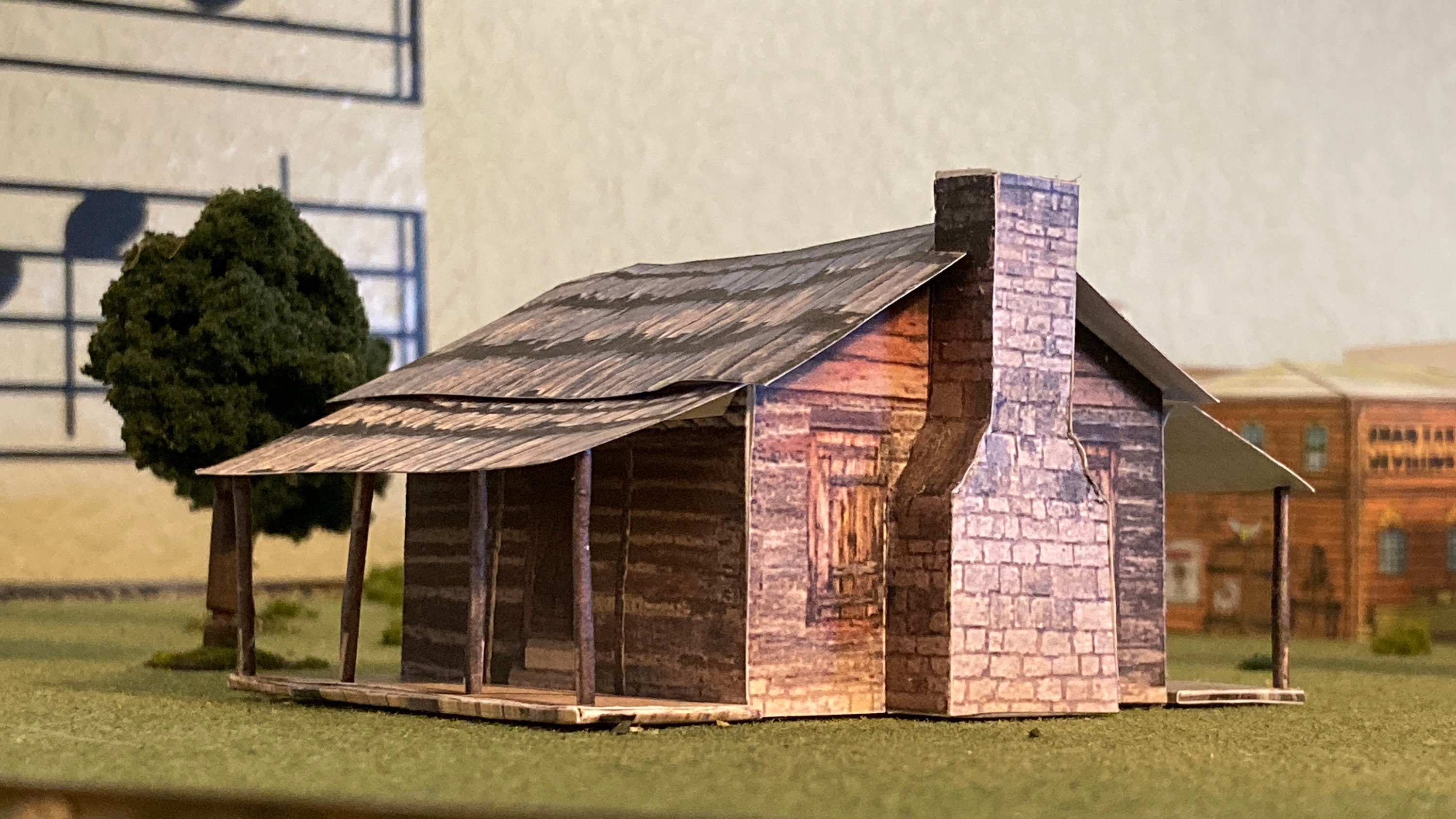 HO Scale Newton Log Cabin: Custom Cardstock Model Railroad Diorama - Etsy