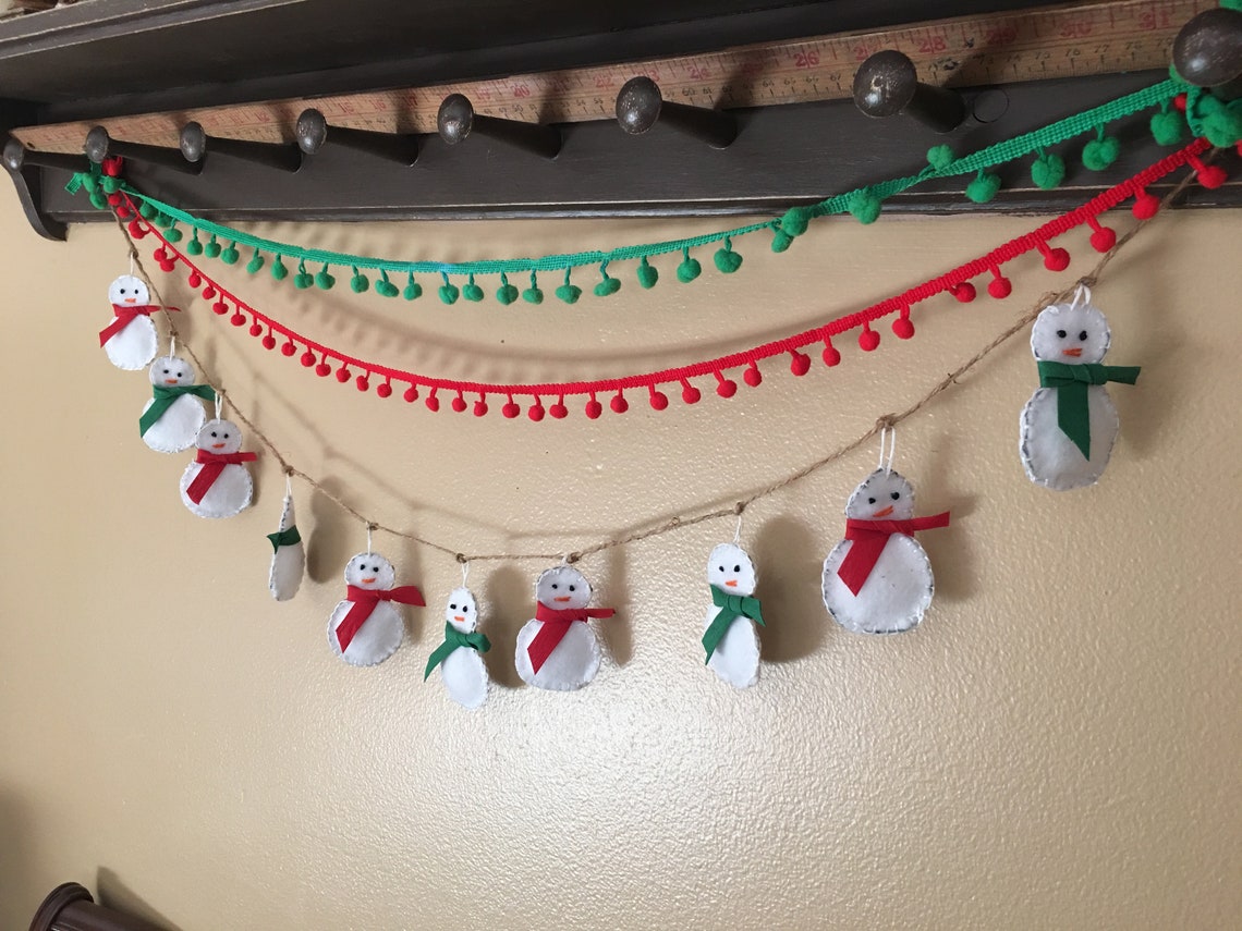 Snowman Garland Handmade Felt Garland - Etsy