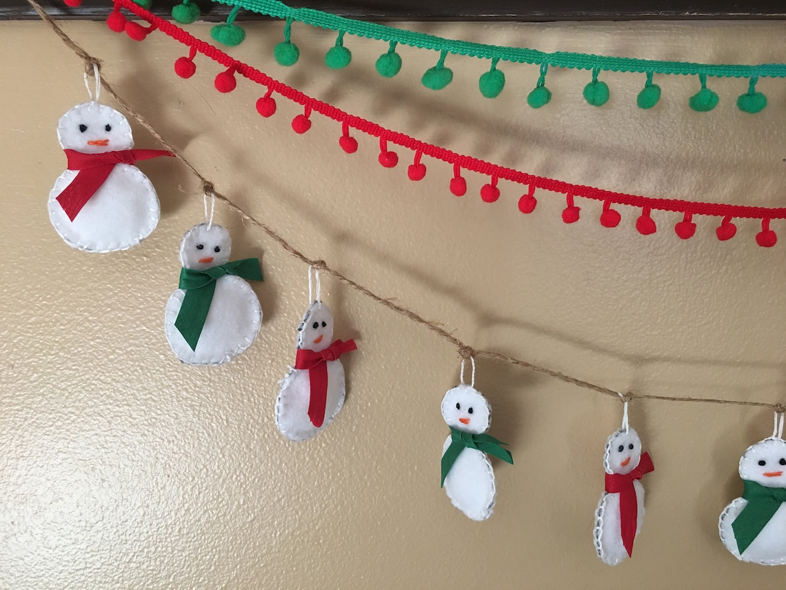 Snowman Garland Handmade Felt Garland - Etsy