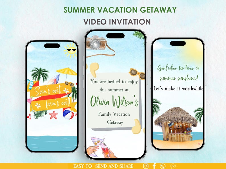 Summer Vacation Getaway Video Invitation - Your Vacation Time to Take A ...