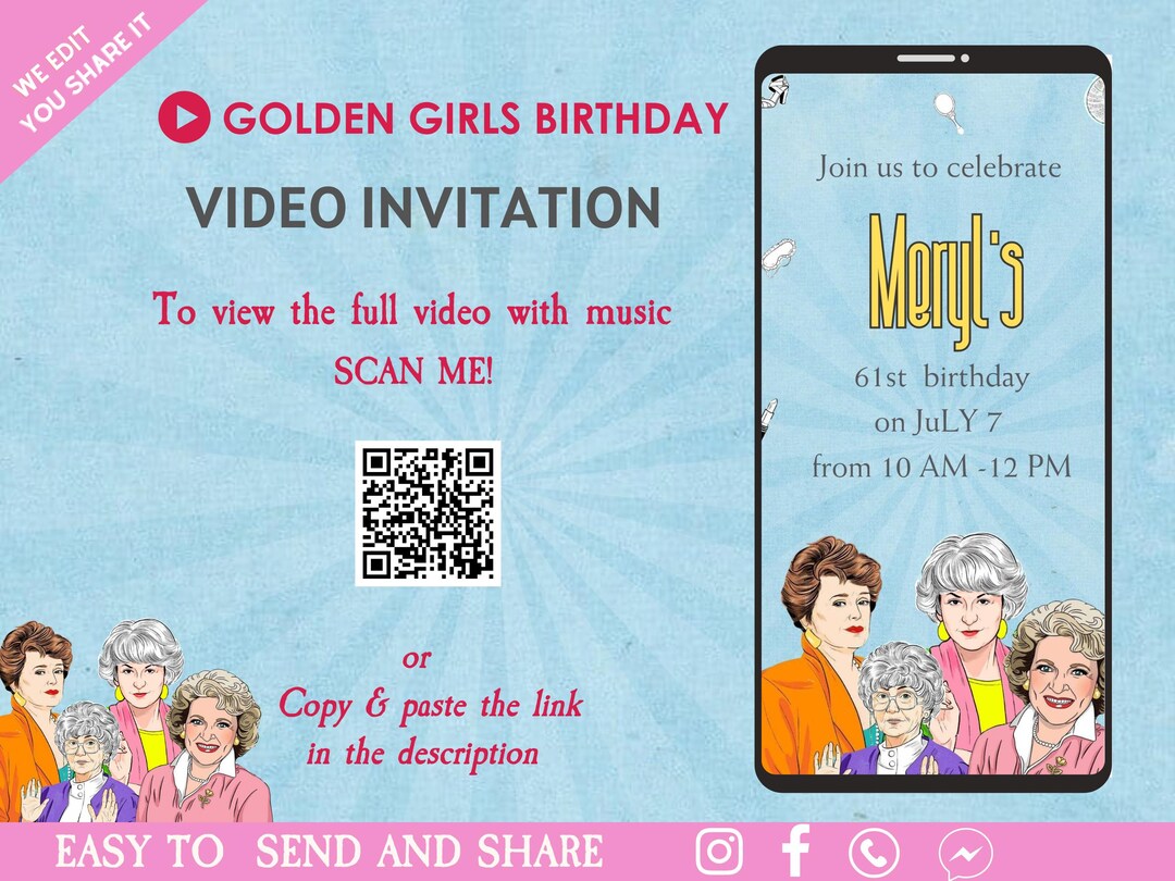 Golden Girls Birthday Party Invitation Golden Girls Party Invite ...