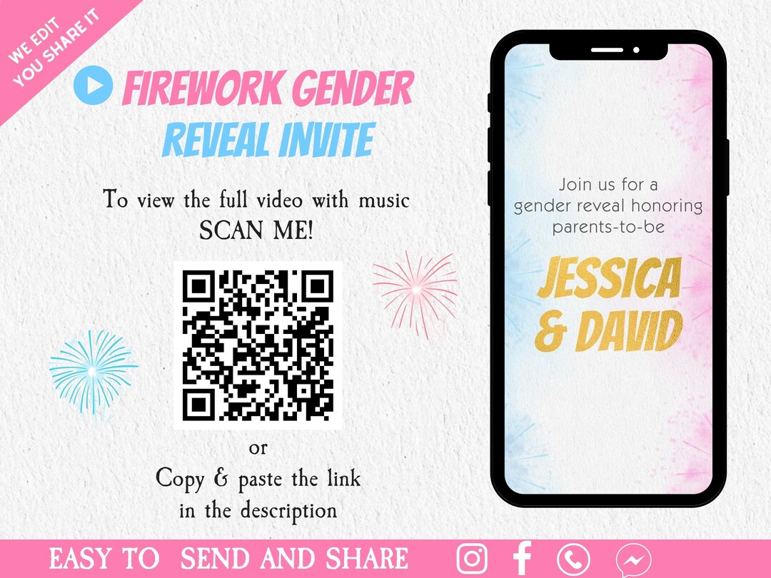 Firework Gender Reveal Video Invitation Boy or Girl Our Firework Reveal ...