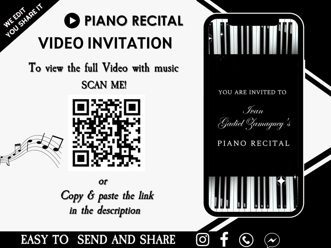 Piano Recital Birthday Video Invitation - Piano Studio Recital Invite ...