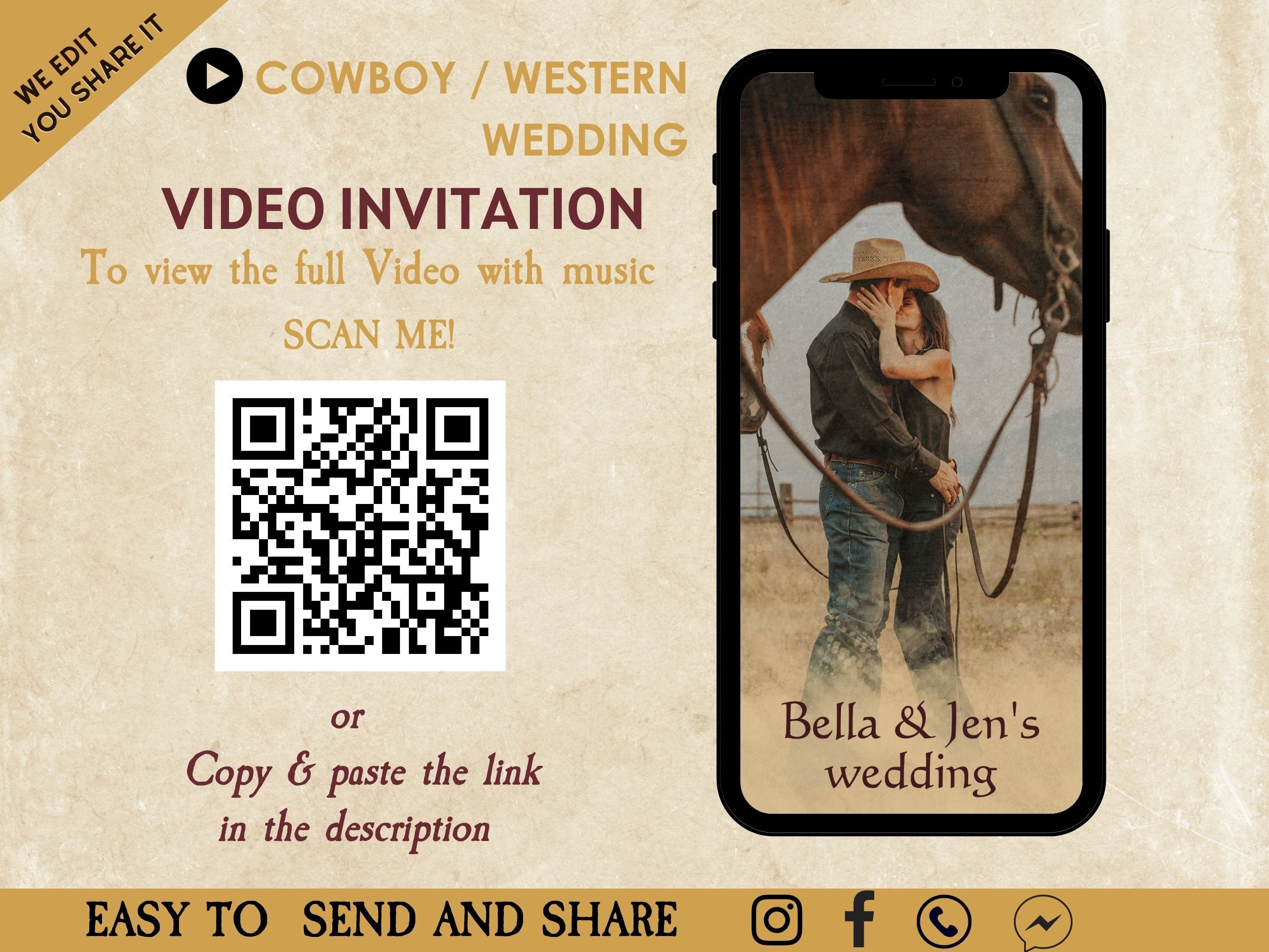 Cowboy / Western Wedding Video Invitation Cowboy Boots Invite Western ...