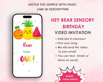 Hey Bear Sensory First Birthday Party Invitation - Etsy
