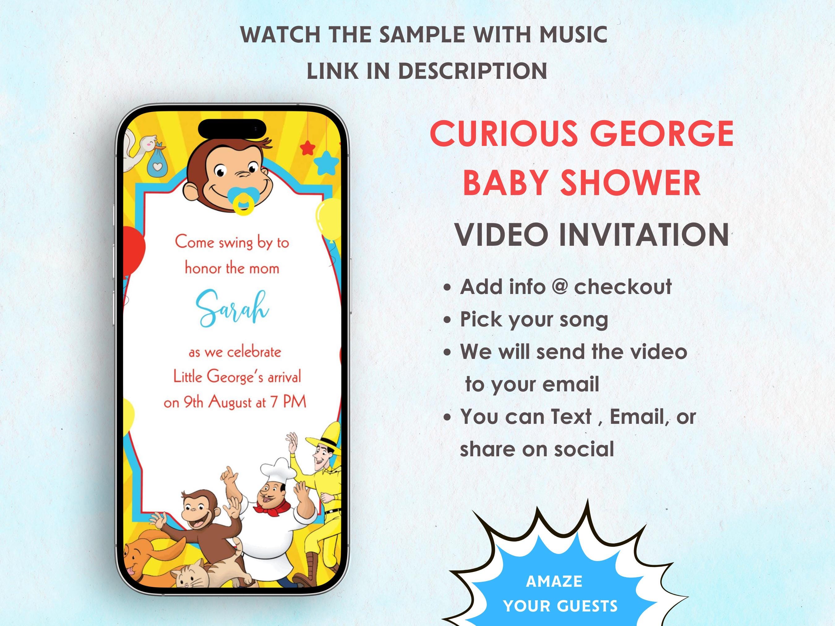 Curious George Baby Shower Video Invitation - Monkey Baby Invite for ...