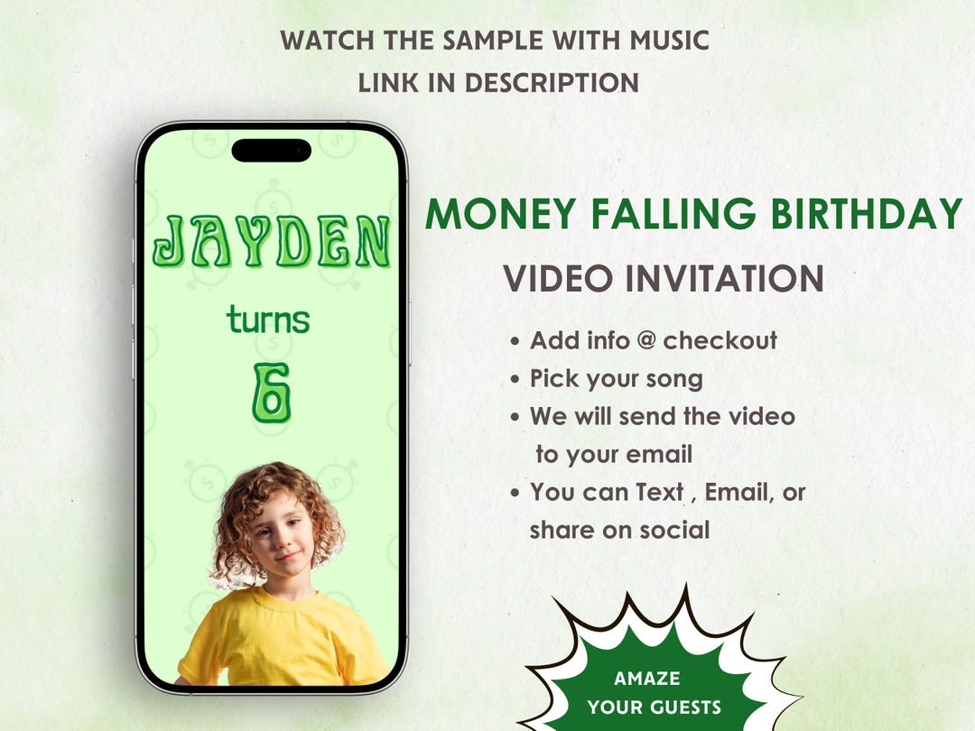 Money Falling Birthday Invitation - Dollars and Pound Money Shower ...