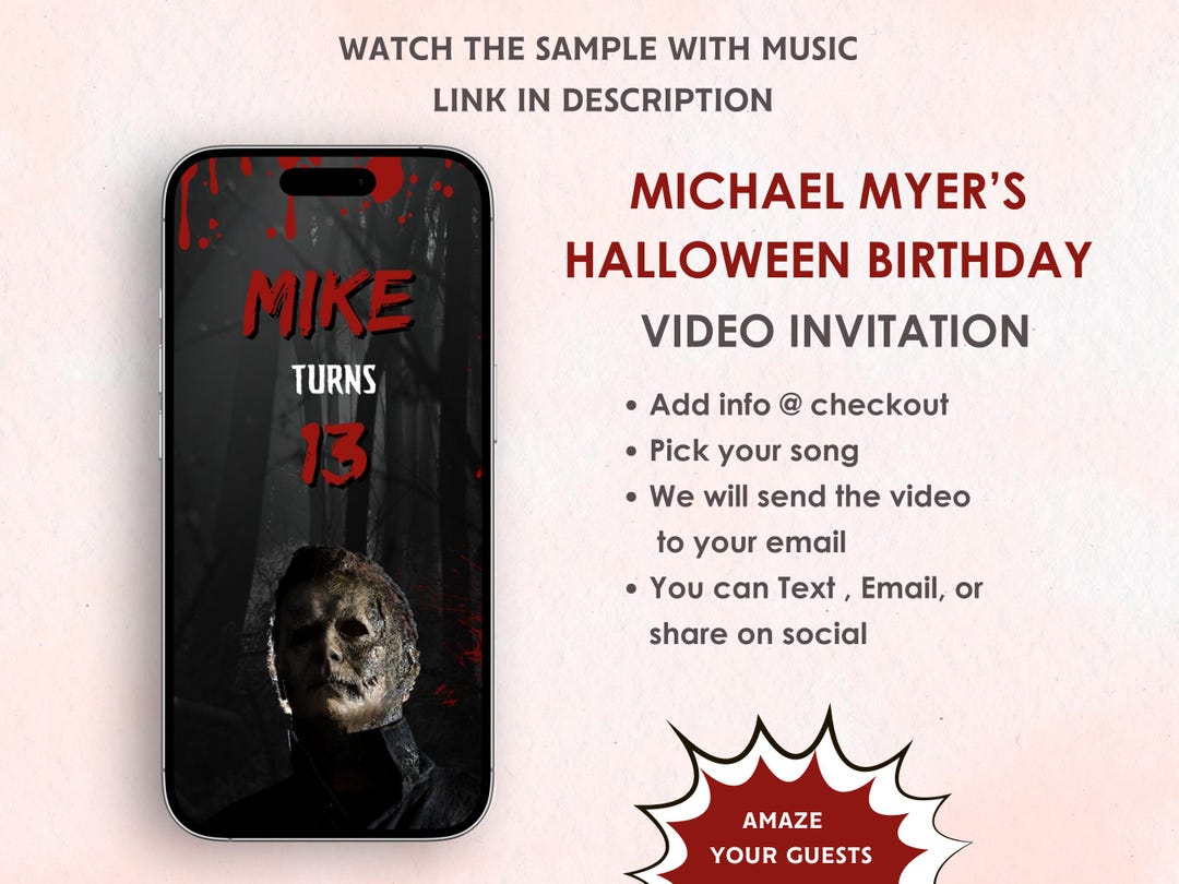 Michael Myers Halloween Birthday Video Invitation - Halloween Michael ...