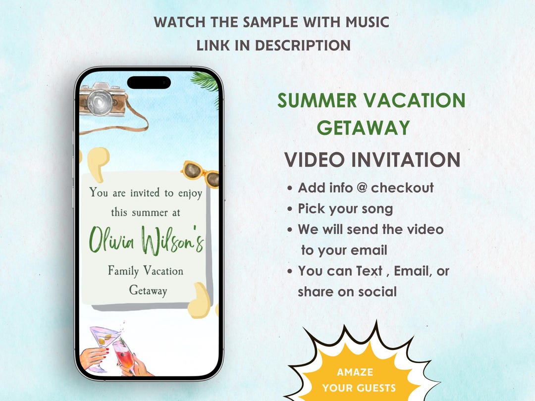 Summer Vacation Getaway Video Invitation - Your Vacation Time to Take A ...