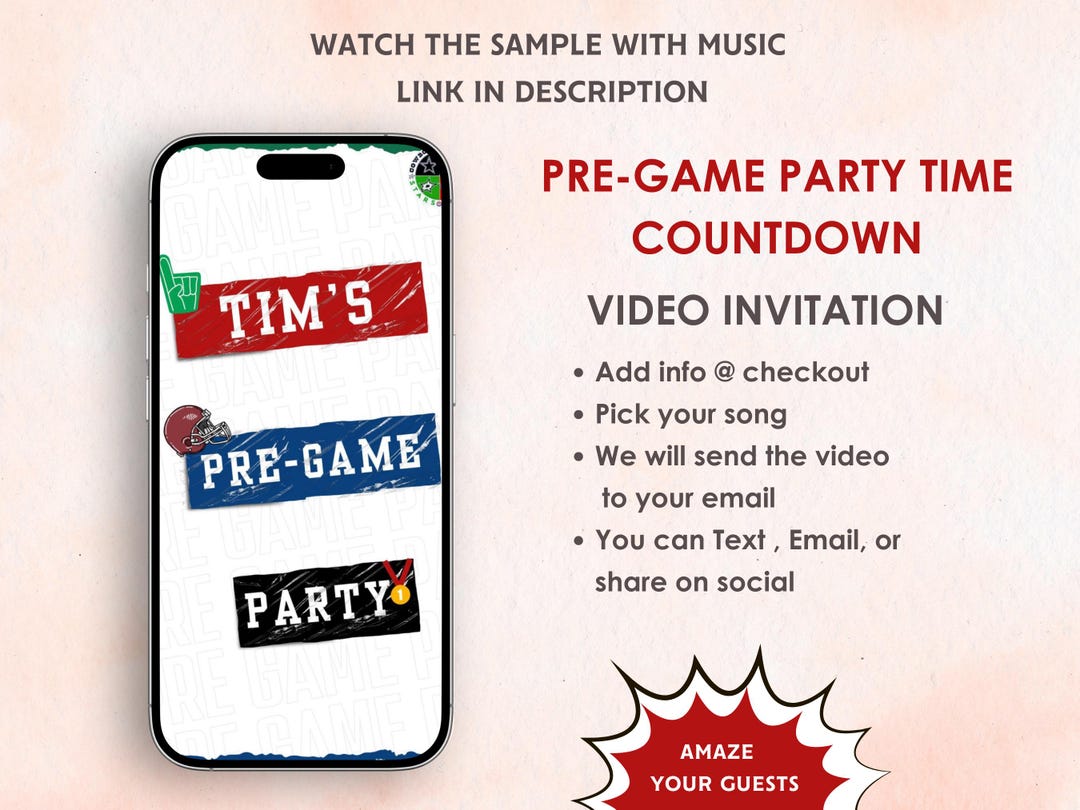 Pre-game Party Invitation Game Day - Pre-game Warm-up Bash Invite ...
