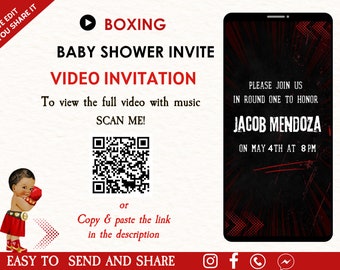 BOXING Baby Shower Video Invitation.boxing Invitation.box Invitation ...