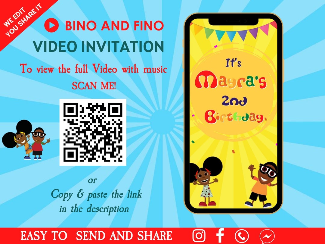 Bino and Fino Birthday Invitation - Bino and Fino Party Invite - Bino ...