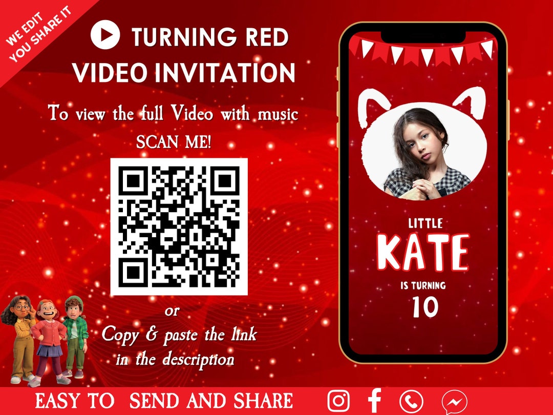 Turning Red Birthday Video Invitation - Turning Red Birthday Party ...