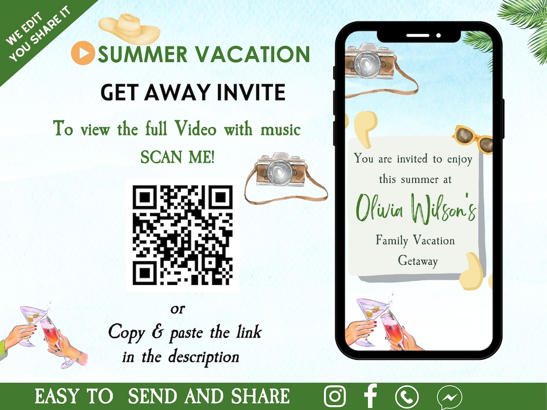 Summer Vacation Getaway Video Invitation Your Vacation Time to Take A ...