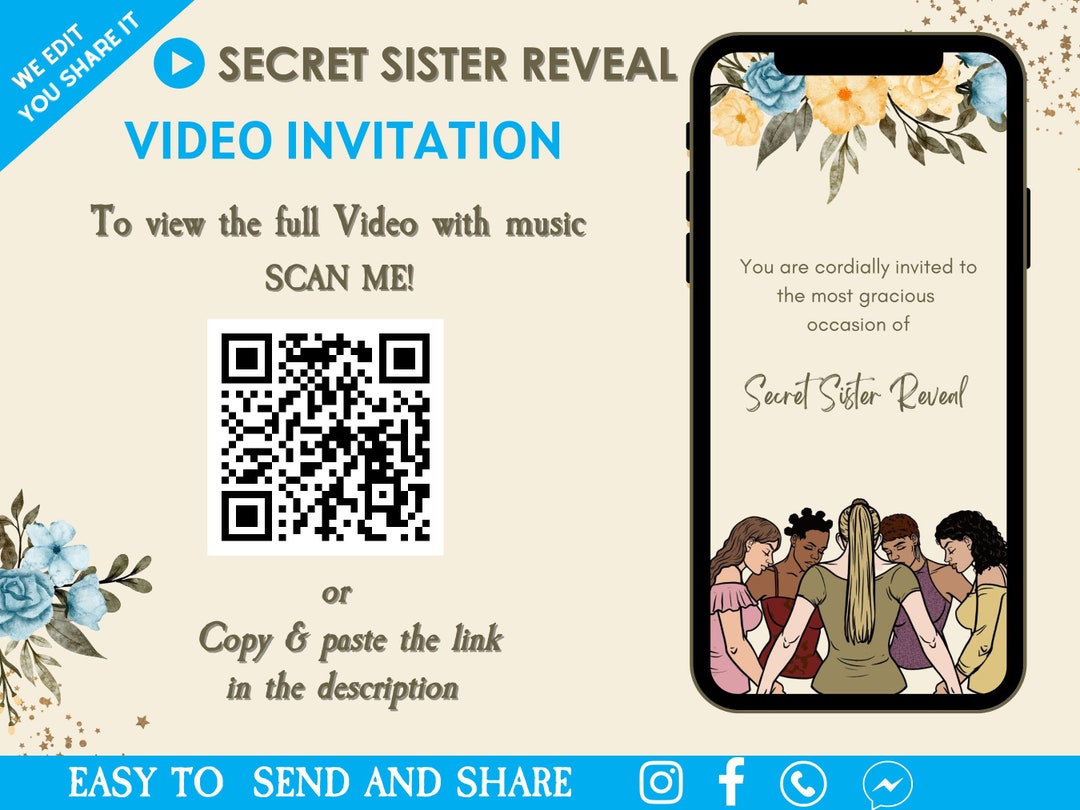 Secret Sister Reveal Video Invitation - Secret Sister Reveal Party ...