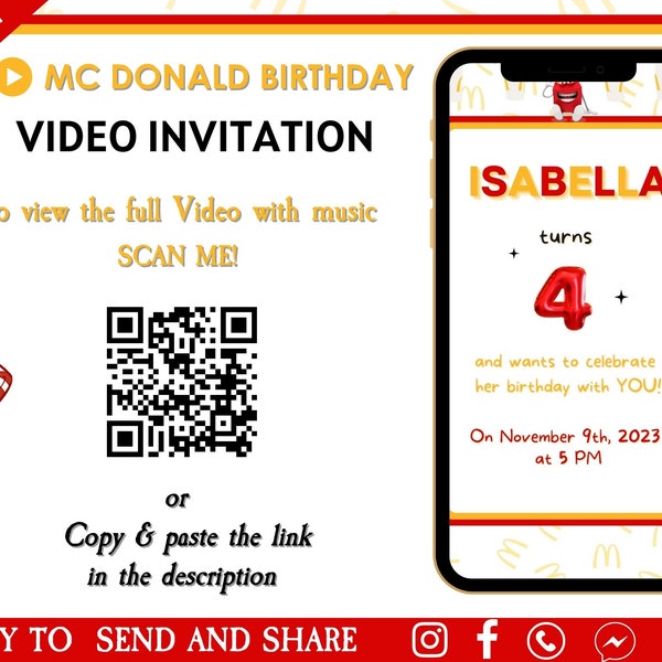 Mcdonalds Birthday Invitation - Etsy