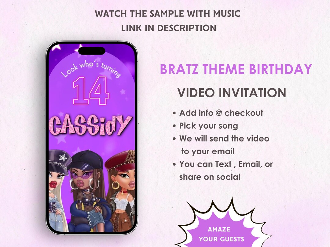 Bratz Birthday Video Invitation - Bratz Theme Animated Girl Birthday ...