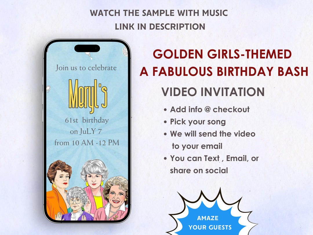 Golden Girls Birthday Party Invitation - Golden Girls Party Invite ...