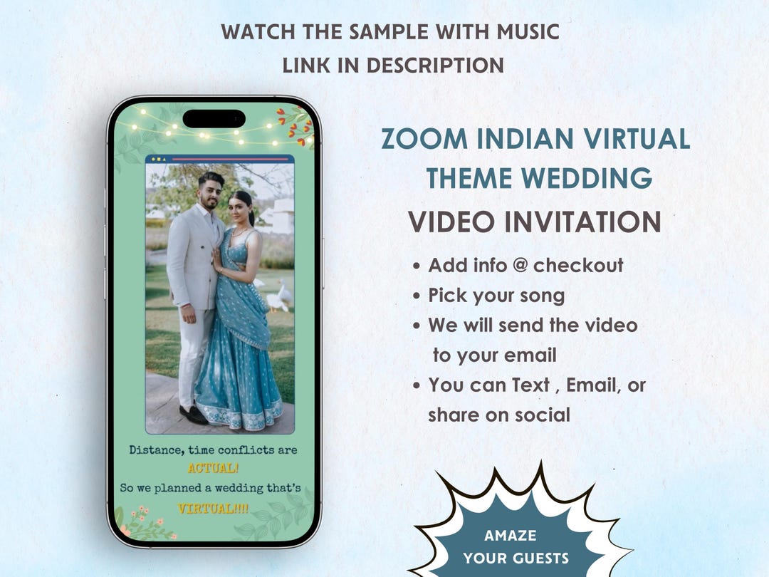 Zoom Indian Virtual Wedding Video Invitation - Indian Wedding Virtually ...