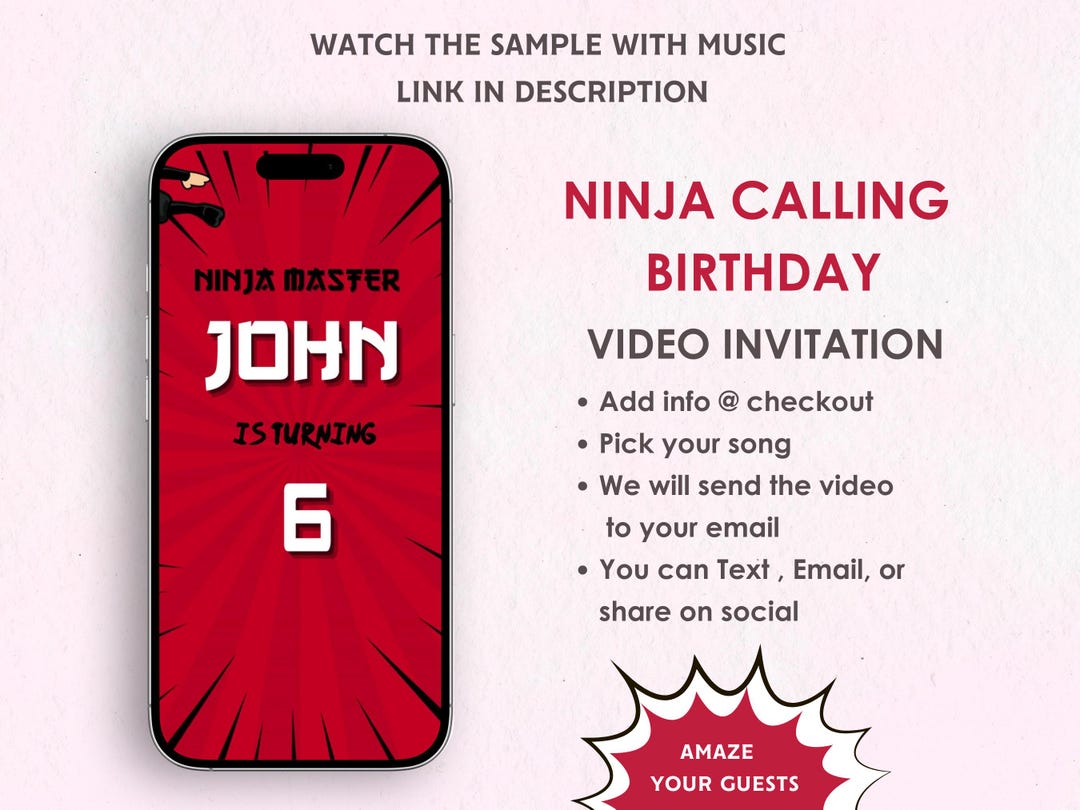 Ninja Calling Birthday Invitation - Ninja Boy Birthday Invite - Ninja ...