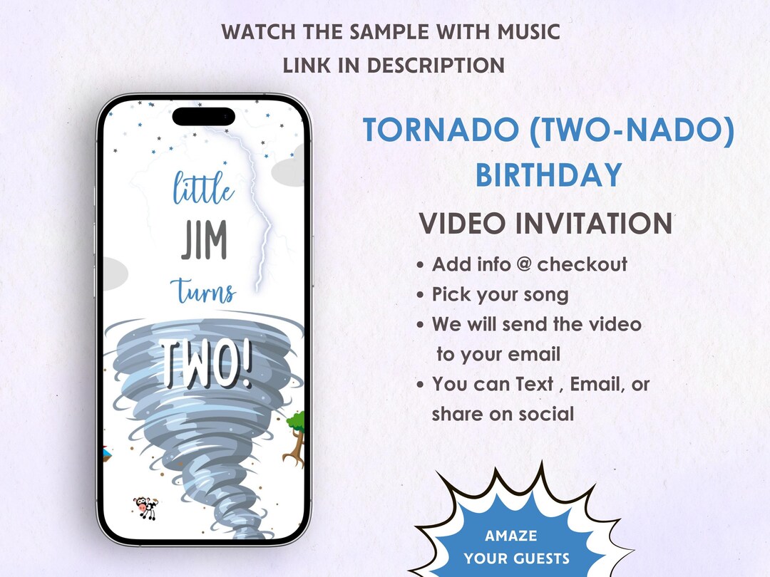 Tornado Boy Birthday Party Invitation - Two-nado Boy Birthday Invite ...