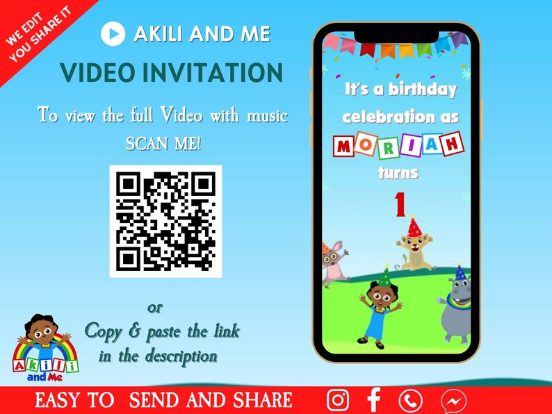 Akili and Me Birthday Video Invitation Kids Birthday Invitation Akili ...