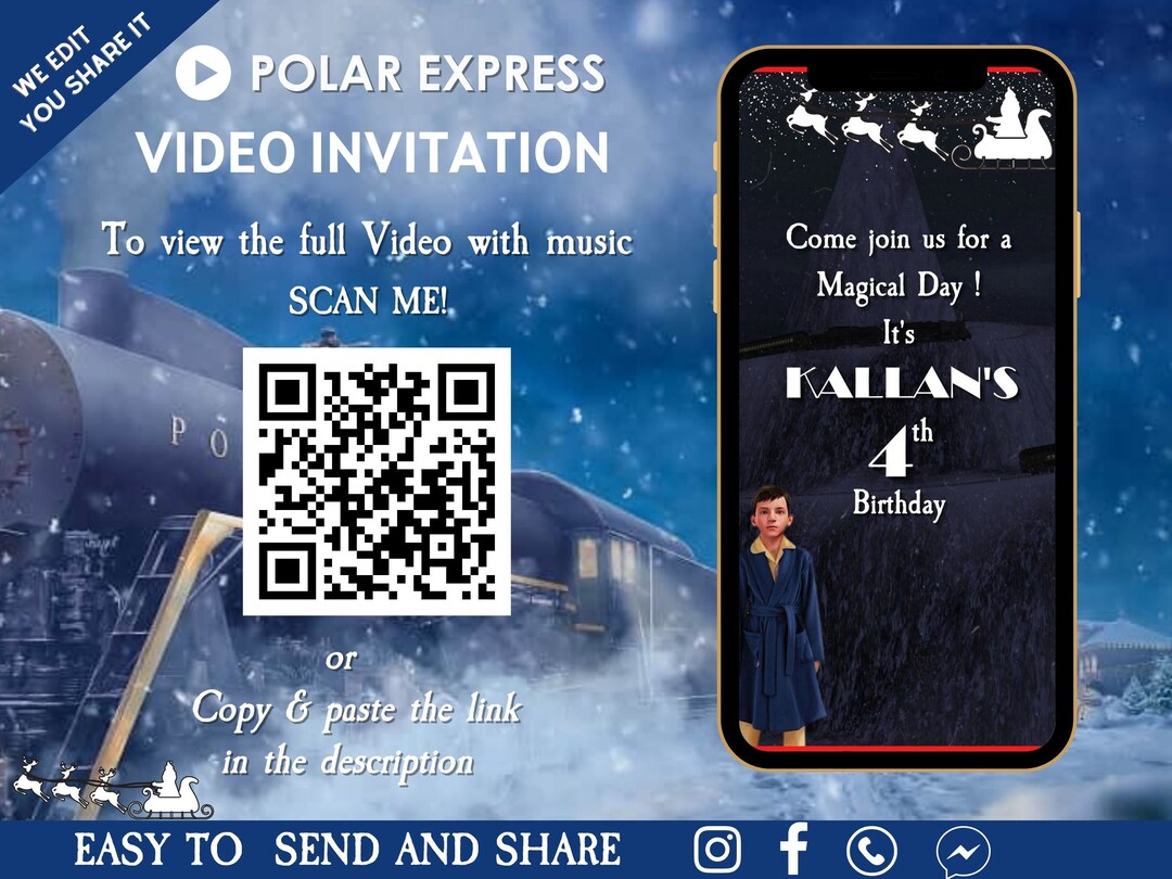 Polar Express Birthday Video Invitation Winter Train Birthday ...