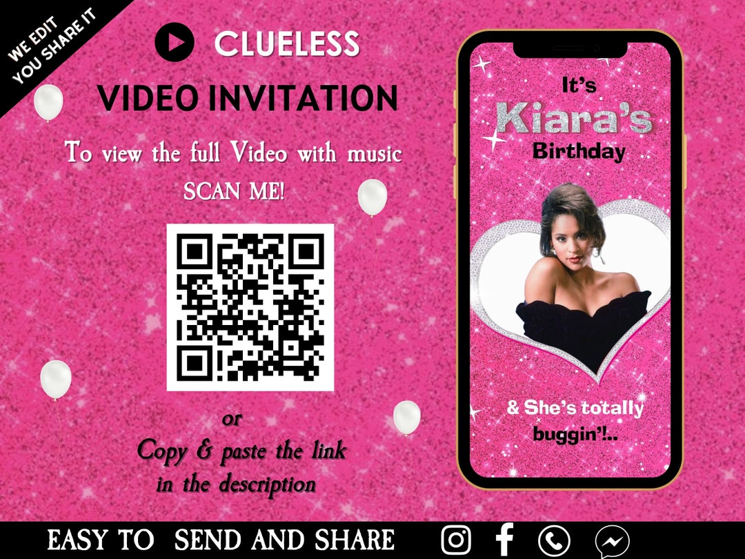 Clueless Birthday Video Invitation - Clueless Girls Birthday Party ...