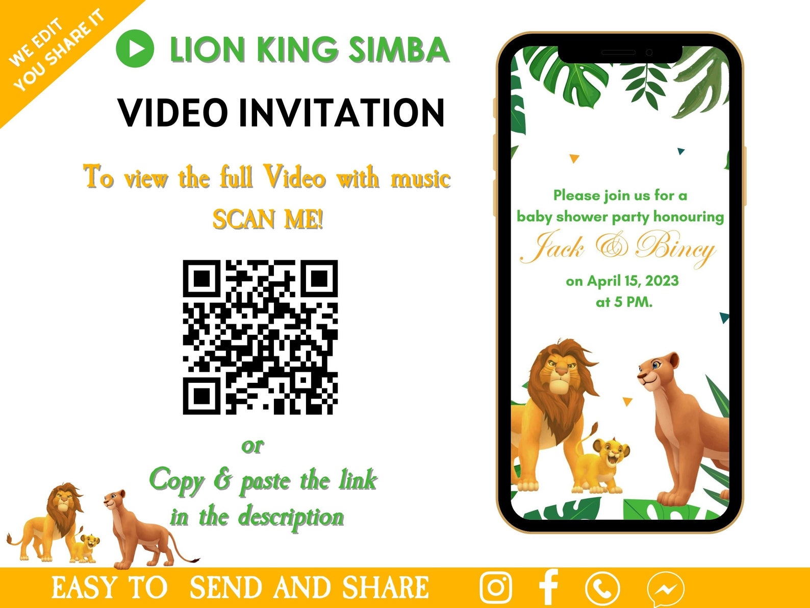 Lion King Simba Baby Shower Video Invitation Little Simba - Etsy