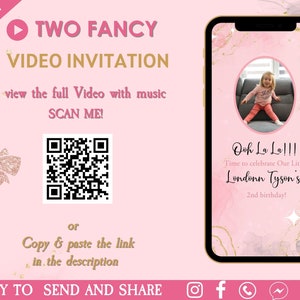 Two Fancy Birthday Invitation She's Two Fancy Birthday Invite Girl 2nd ...