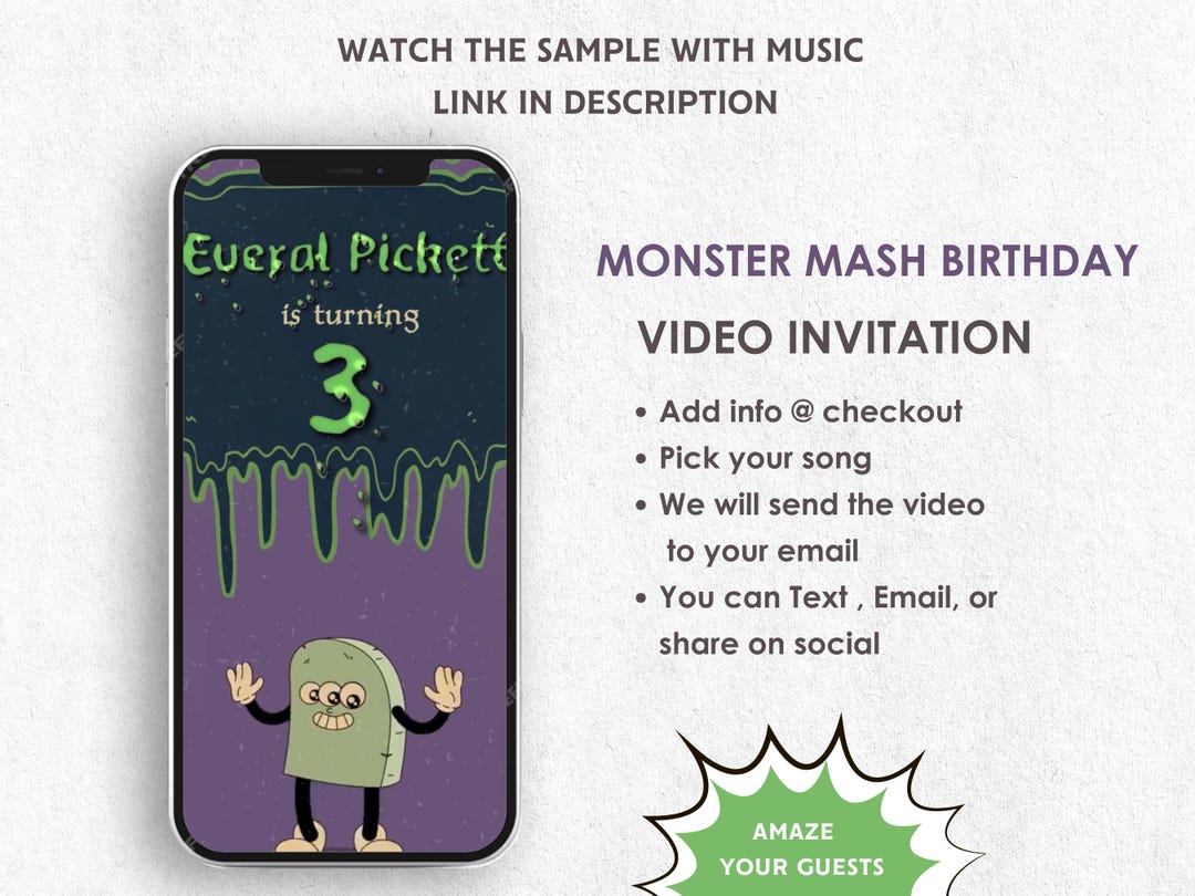 Monster Mash Birthday Video Invitation - Monster Mash Halloween Party ...