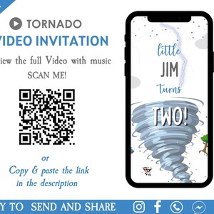 Tornado Boy Birthday Party Invitation - Two-nado Boy Birthday Invite ...