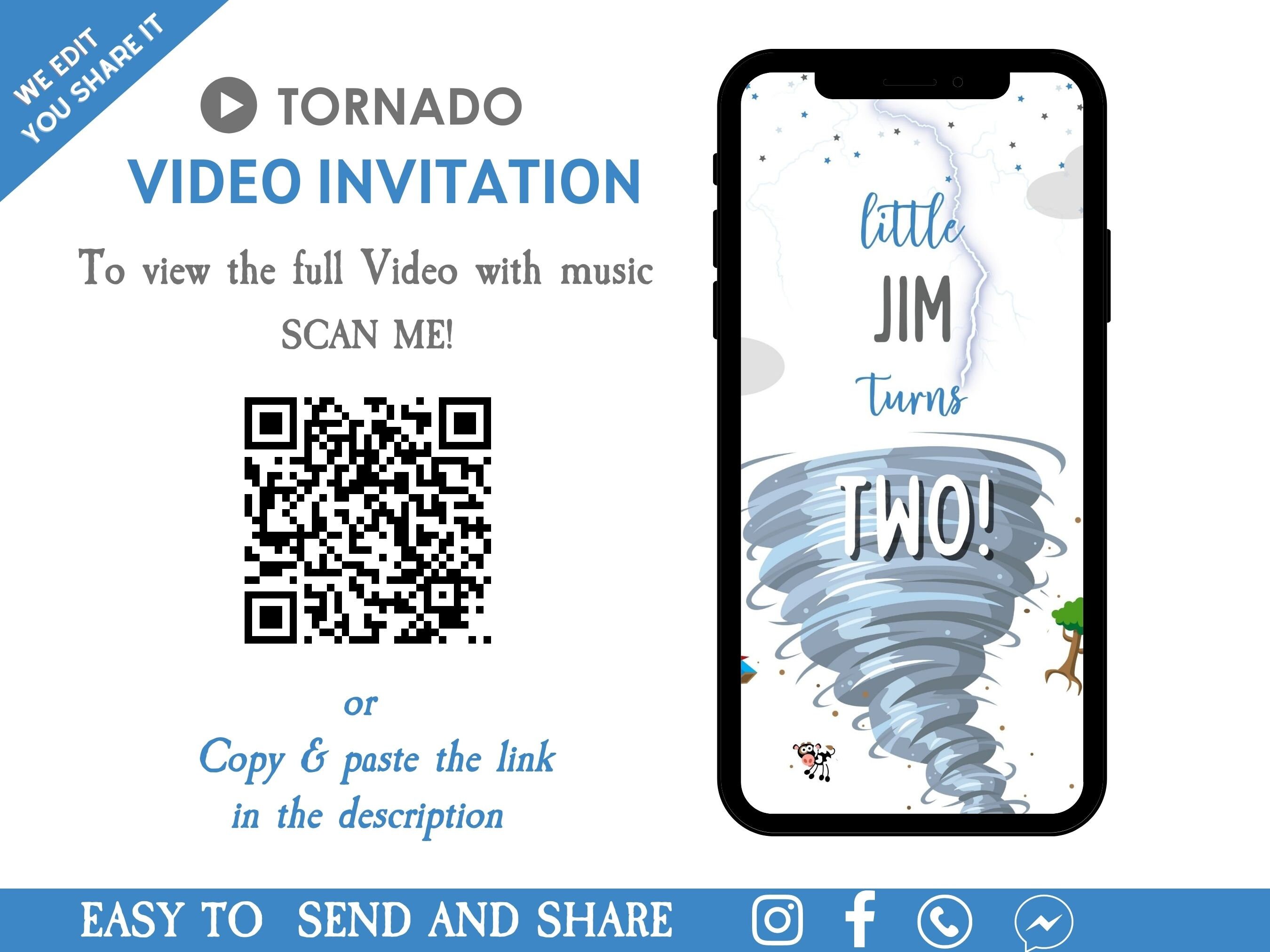 Tornado Boy Birthday Party Invitation Two-nado Boy Birthday Invite Kids ...