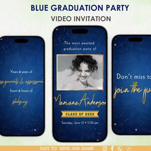 Graduation Party Blue Animated Video Invitation - Grad Announcement ...