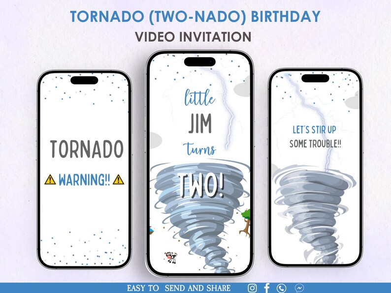 Tornado Boy Birthday Party Invitation - Two-nado Boy Birthday Invite ...
