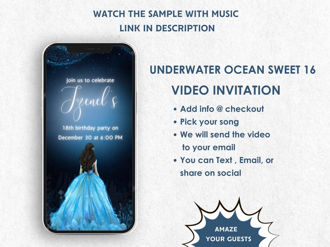 Underwater Ocean Sweet 16 Birthday Video Invitation - Ocean Adventure ...
