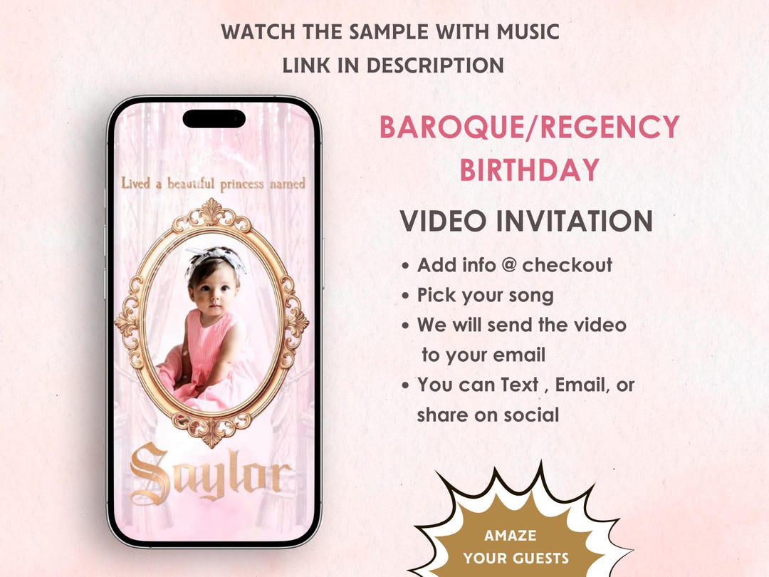 Baroque/regency Once Upon A Time Birthday Video Invitation - Magical ...