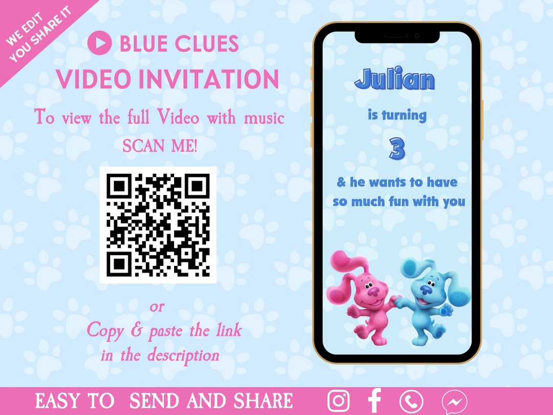 Blue's Clues Girl Birthday Video Invitation Blues Clues Girl Invitation ...