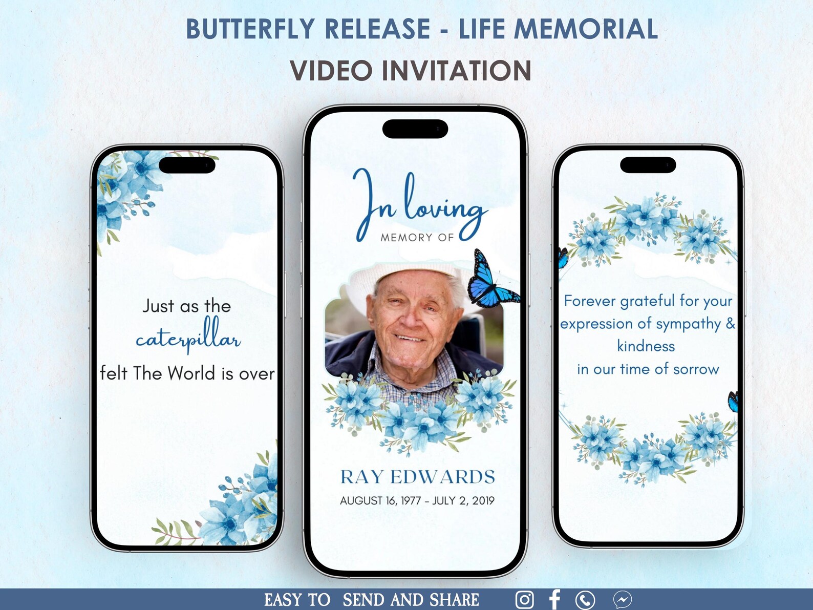 Butterfly Release Life Memorial Invitation - He Become a Butterfly - in ...