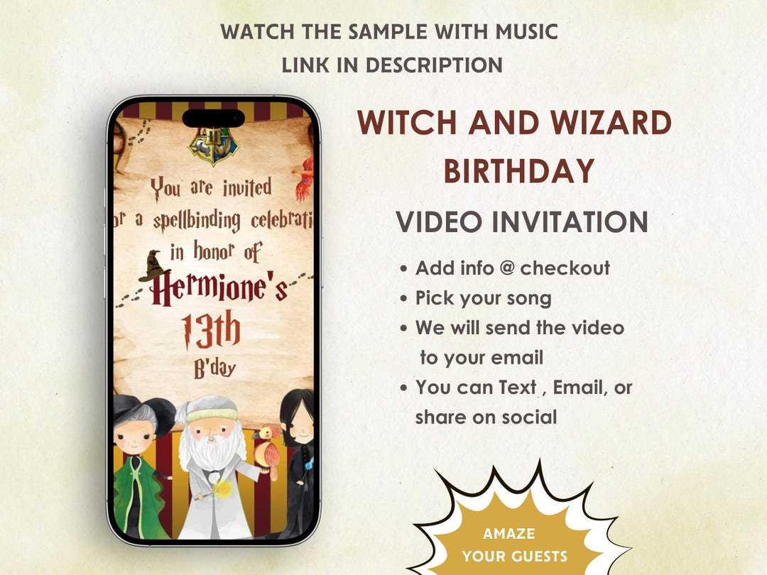 Witch and Wizard Birthday Video Invitation - Alohomora Witch & Wizard ...