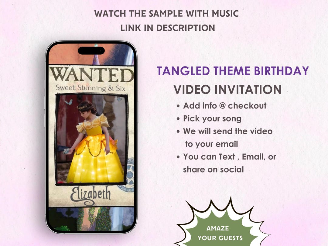 Tangled Birthday Video Invitation - Tangled Birthday Party Invite ...
