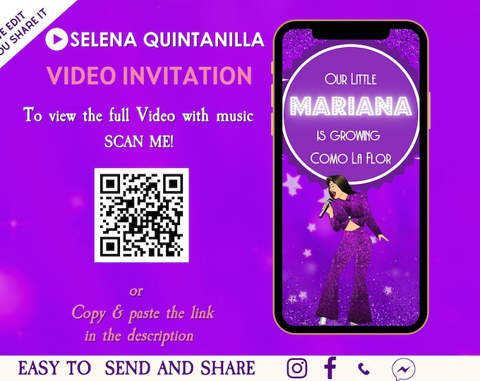 SELENA QUINTANILLA Birthday Invitation, Selena Modern Birthday, Cute ...